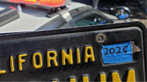 California Driver Fakes Vehicle Registration Sticker With Blue Tape