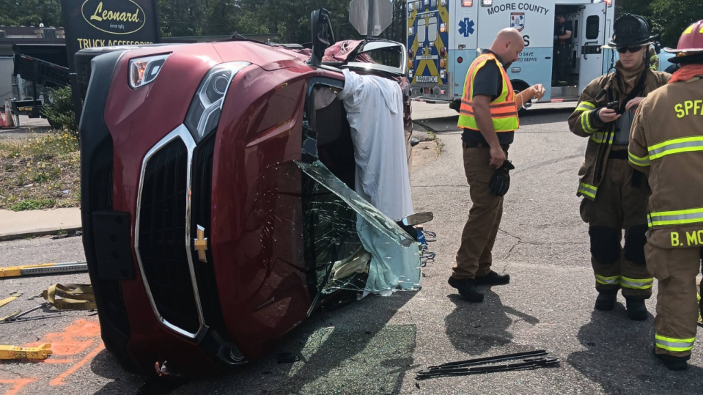 Driver Trapped After Flipping SUV On Side, Rescuers Cut Out Through the ...