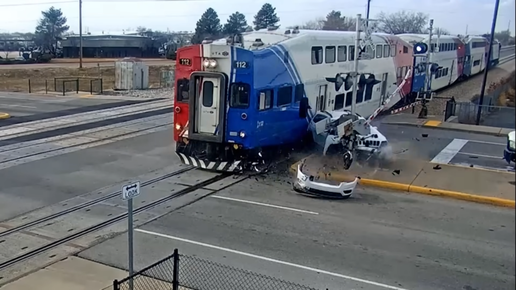 Train Obliterates SUV at Utah Railroad Crossing After Rear-End Crash ...