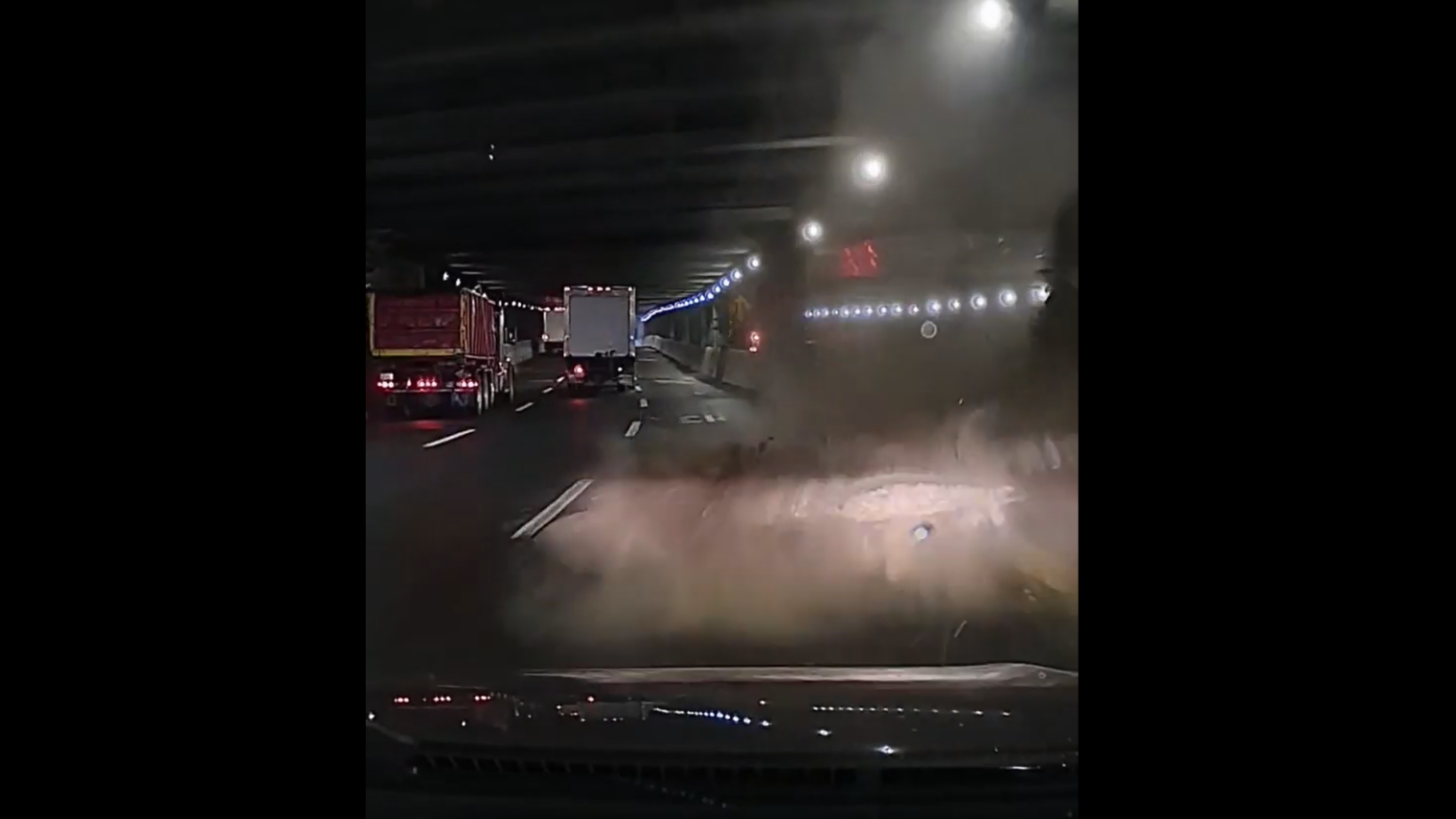 Dashcam Captures Driver Striking Falling Debris Near George Washington ...