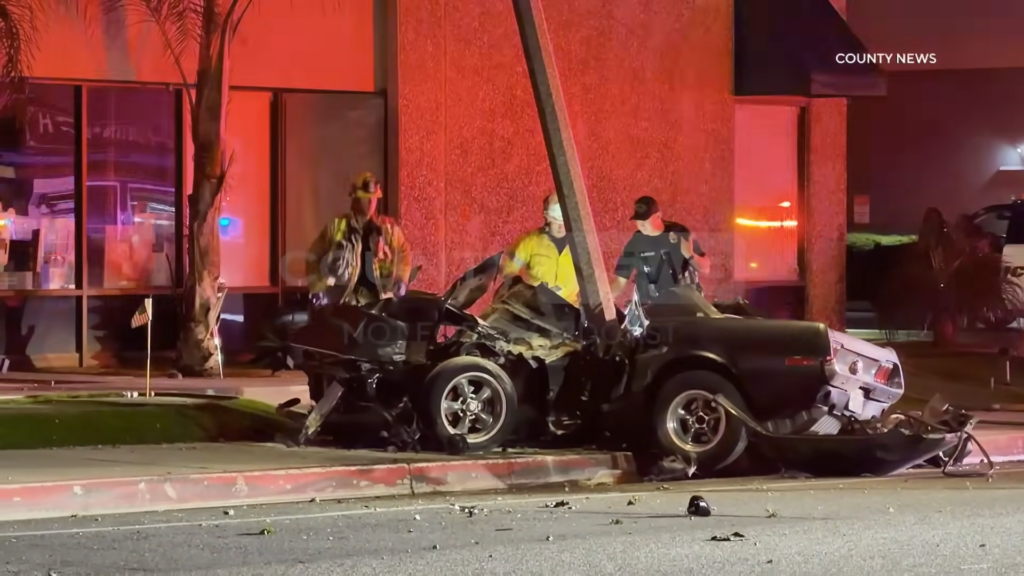 Classic Ford Mustang Wrapped Around Light Pole in Late-Night Crash ...