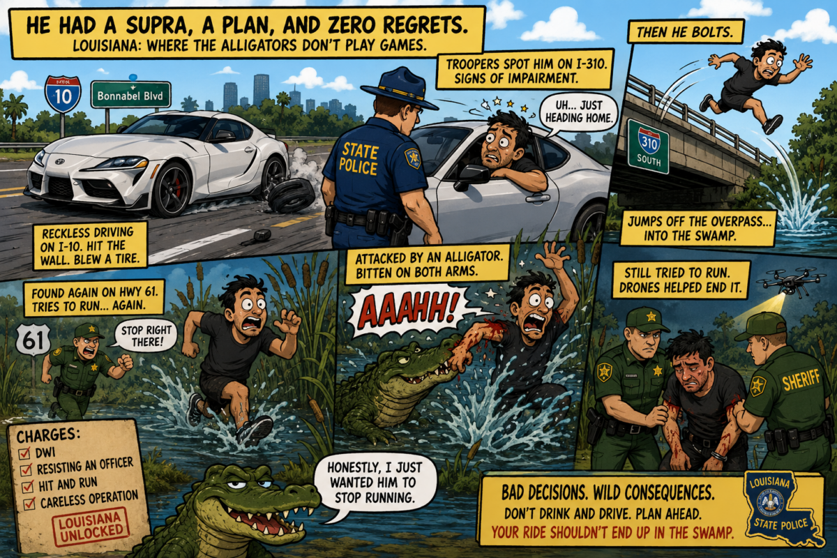 Louisiana Man Bitten by Alligator During Wild Police Chase 🚔🐊